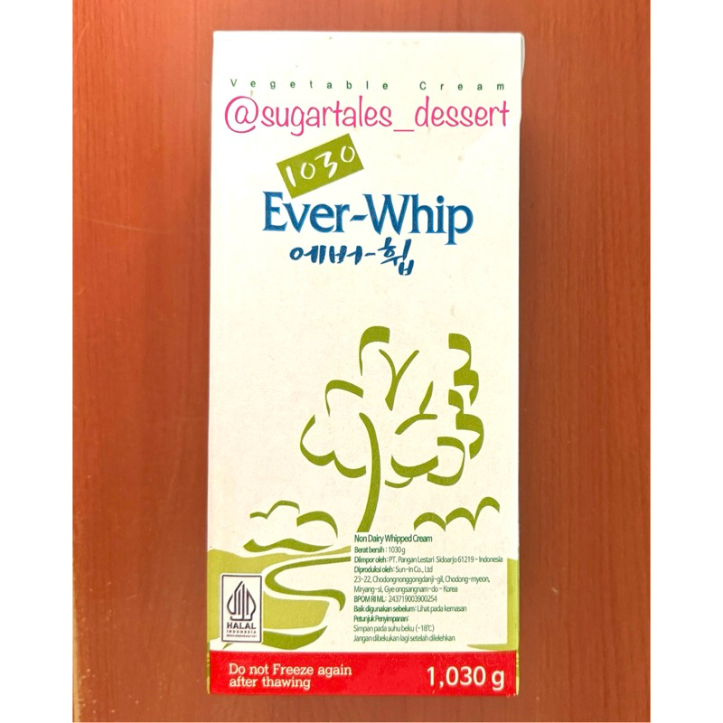 Jual Ever Whip 1030 Non Dairy Sugar free Whipped Cream 1 liter | Shopee ...