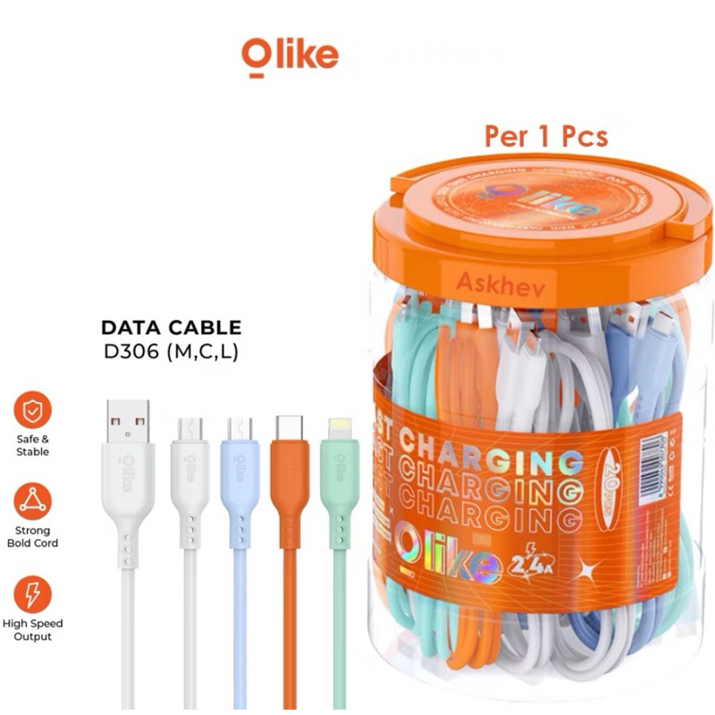 Jual OLIKE Kabel Data D306M Micro Usb, D306C Type-C & D306L Lightning ...