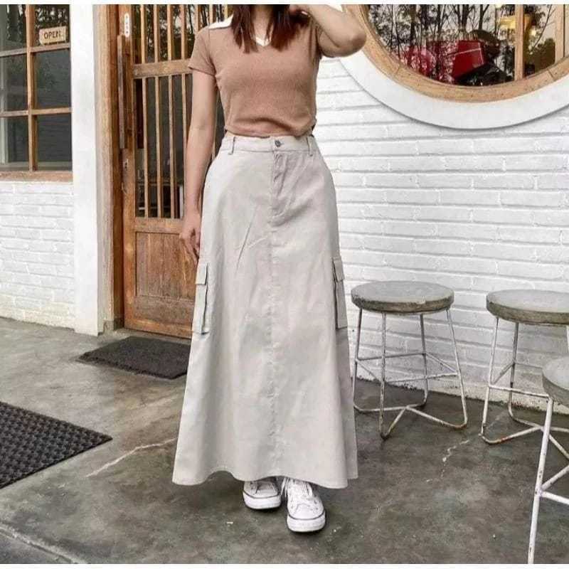 Jual ROK CARGO WANITA PANJANG TERBARU | ROK KOREAN STYLE KEKINIAN | ROK ...