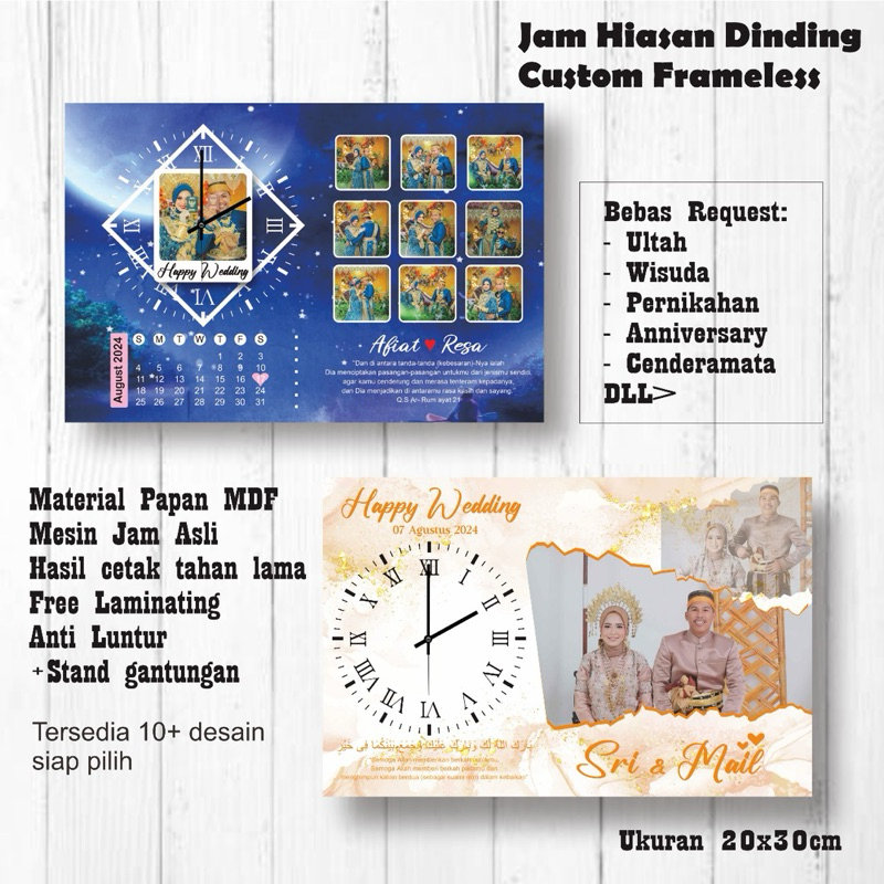Jual Jam Dinding Kayu Kotak Custom Nama Foto Ulang Tahun Ultah Birthday ...