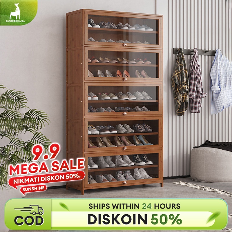 Jual Lemari Sepatu Tertutup Rak Sepatu Multi Lapis Lemari Sepatu Kayu ...