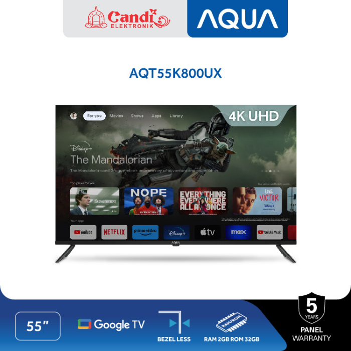 Jual TV AQUA AQT55K800UX 55 Inch 4K HDR Google TV K800UX 55K800UX ...