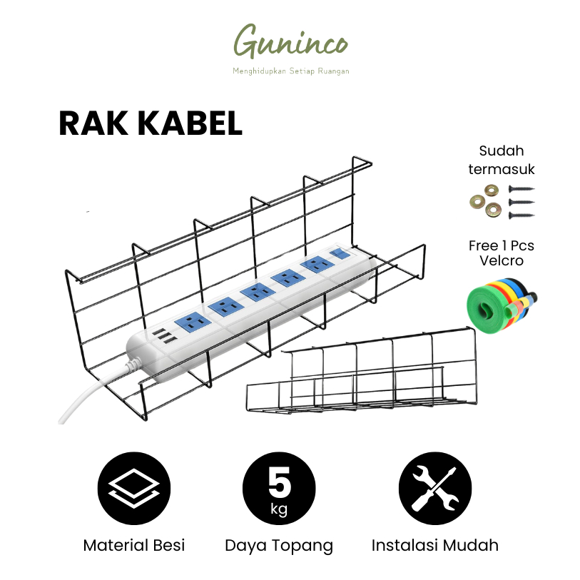 Jual SL Rak Kabel Organizer Hitam & Putih Rak Penyimpanan Kabel Bawah ...