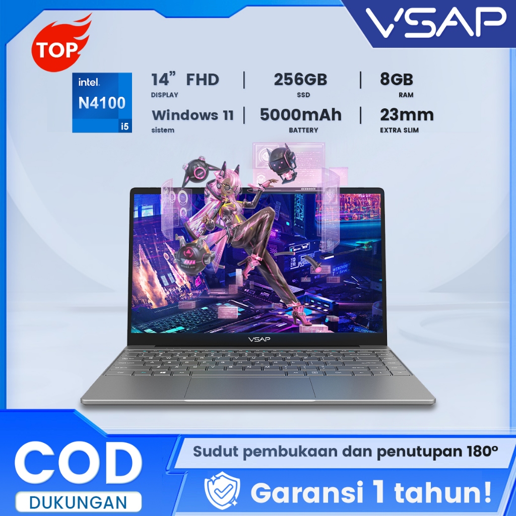 Jual VASP Notebook Laptop Intel Celeron N4100/N3350 8GB RAM 256GB SSD Windows 11 OHS 14 Inch FHD ...