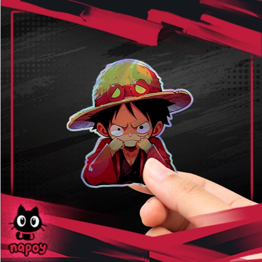 Jual Stiker Hologram Anime One Piece Luffy Bad Mood | Shopee Indonesia