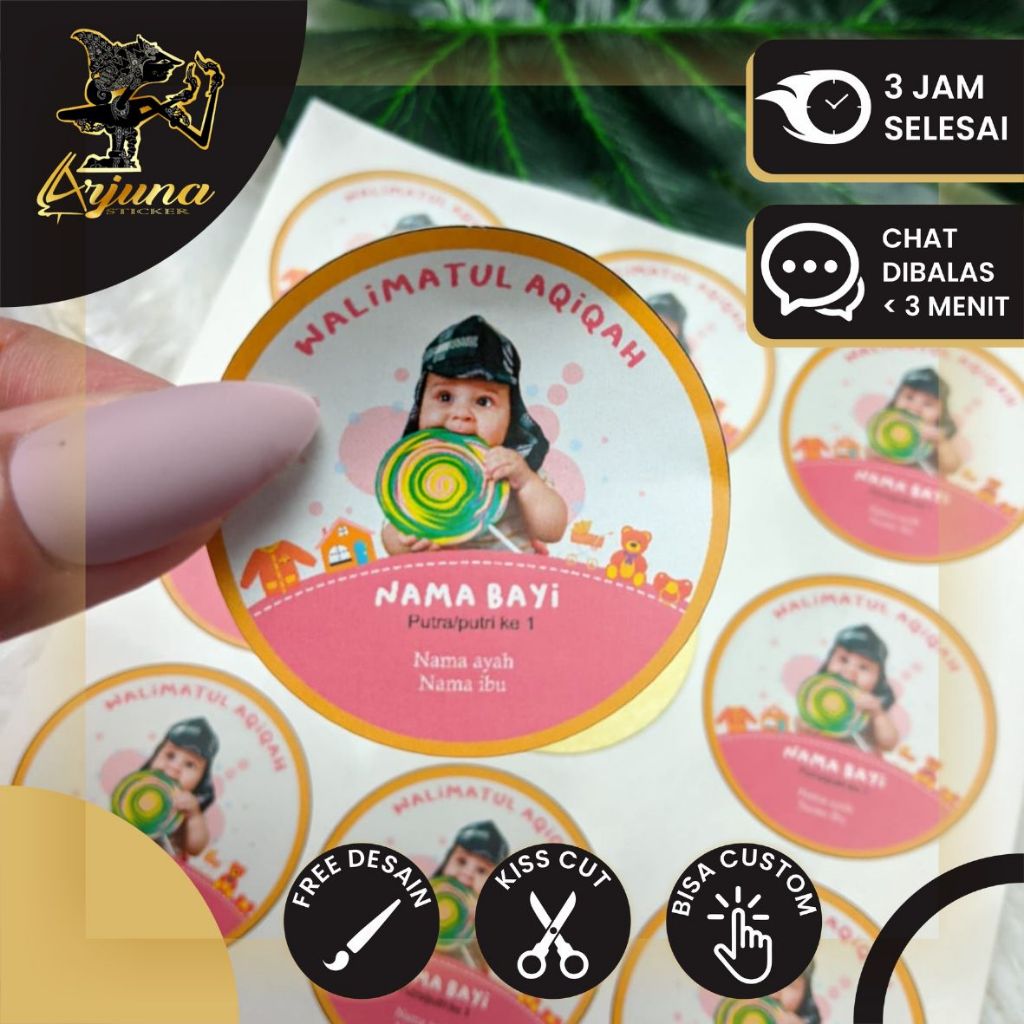 Jual 5-8 Stiker Label Bulat Aqiqah Sticker Bulat Aqikah Stiker Akikah ...