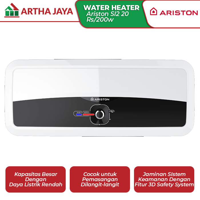 Jual ARISTON SL2 20 RS 200 Watt Water Heater Listrik Slim2 RS 20 / SL2 ...