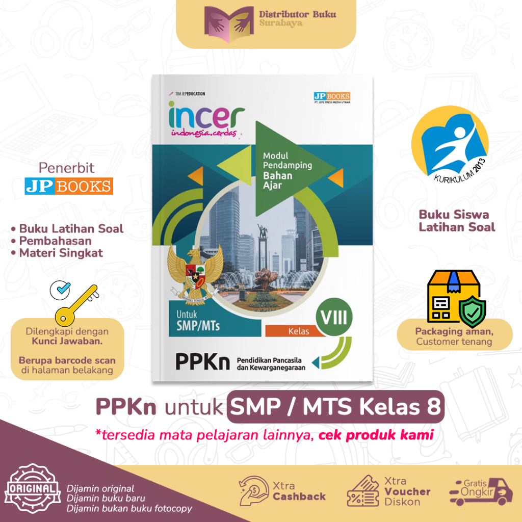 Jual Buku Latihan Soal Siswa + Pembahasan Materi (Plus Kunci Jawaban) Incer PPKn Smp Kelas 8 ...