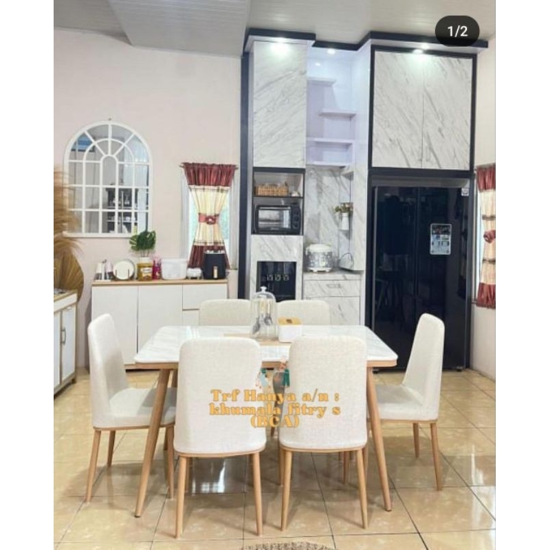 Jual meja makan kursi 6 importa series kaki holo besi | Shopee Indonesia