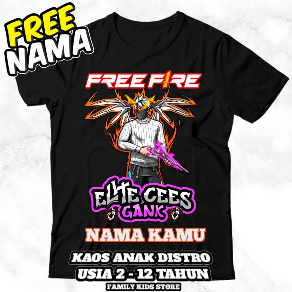 Jual (FREE NAMA) KAOS BAJU ANAK FF FREE FIRE ELITE CEES GANK VERSI SG ...