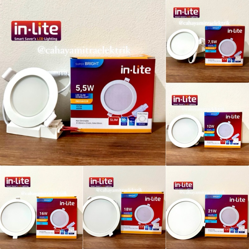 Jual LAMPU LED PLAFON INLITE SLIMDOWNLIGHT 5,5W, 7,5W, 12W, 16W, 18W ...