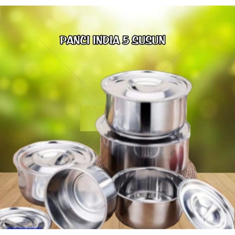 Jual Panci India 16-24 cm Pan Set Stainless 5 Pcs | Shopee Indonesia