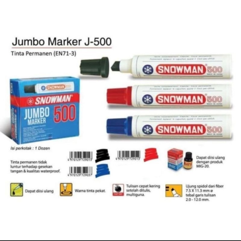 Jual Spidol Permanent Jumbo Snowman 500 Jumbo Marker | Shopee Indonesia