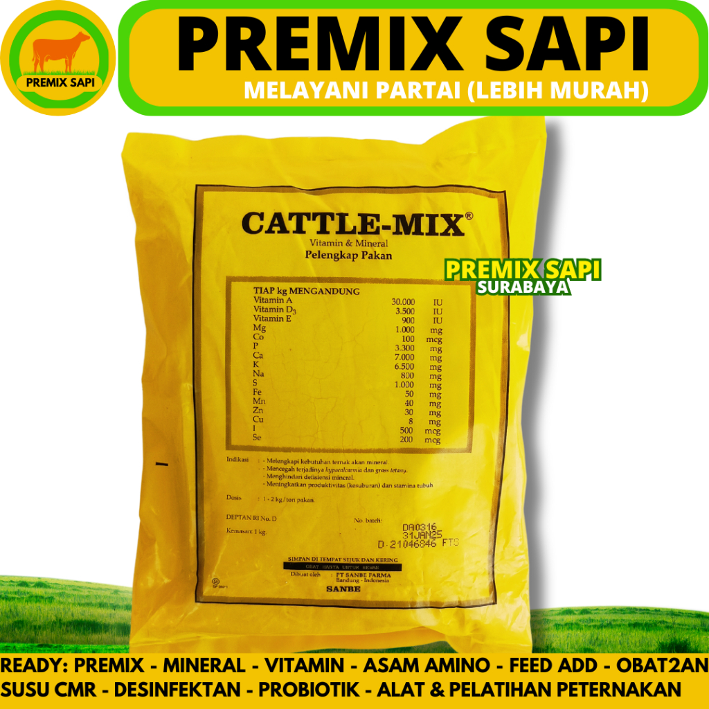 Jual CATTLE MIX 1 KG SANBE - Mineral Vitamin Penggemuk Sapi Kambing Hewan Ternak premix ...