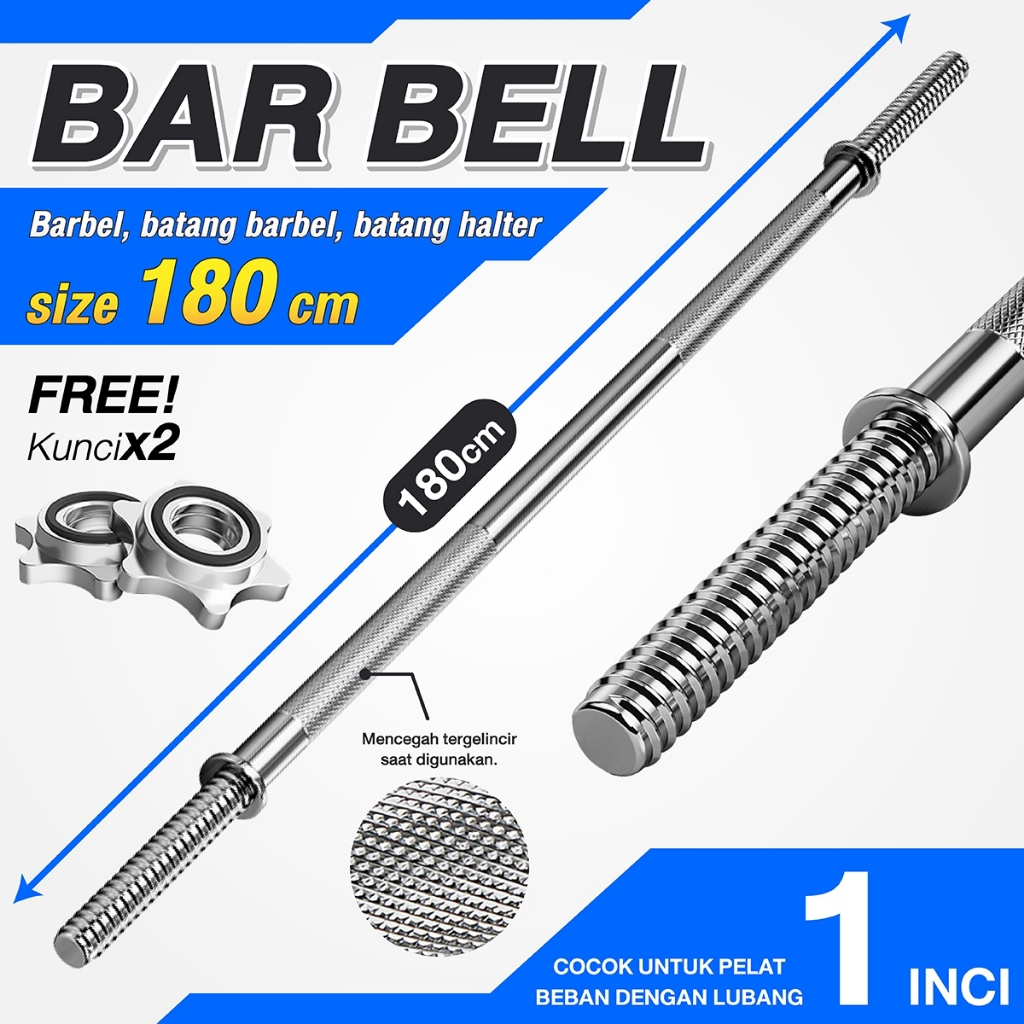 Jual HTD Stick Barbel Rod 180cm Free Weight Plate Stopper | Shopee ...