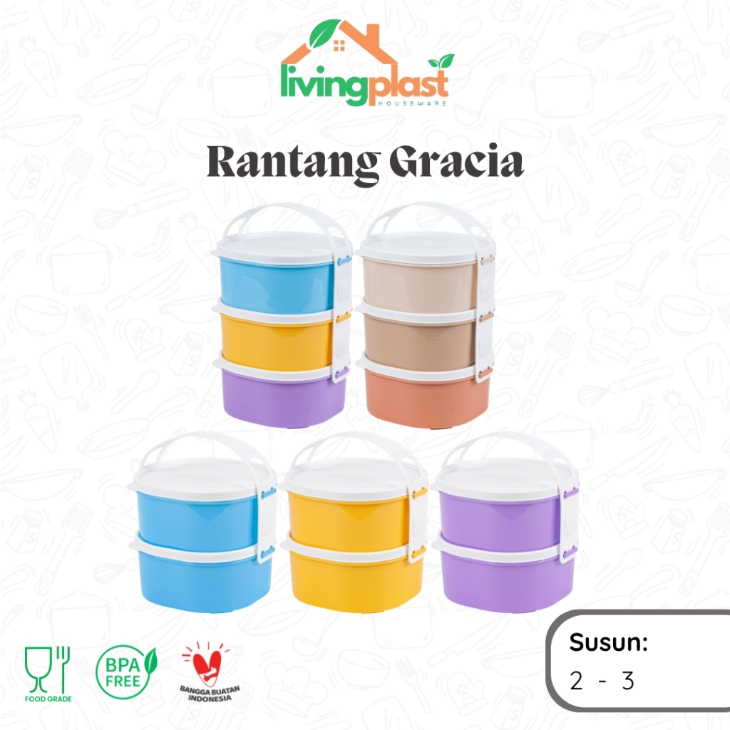 Jual Rantang Gracia Susun 2 Susun 3 / Rantang Plastik Tebal / Rantang ...