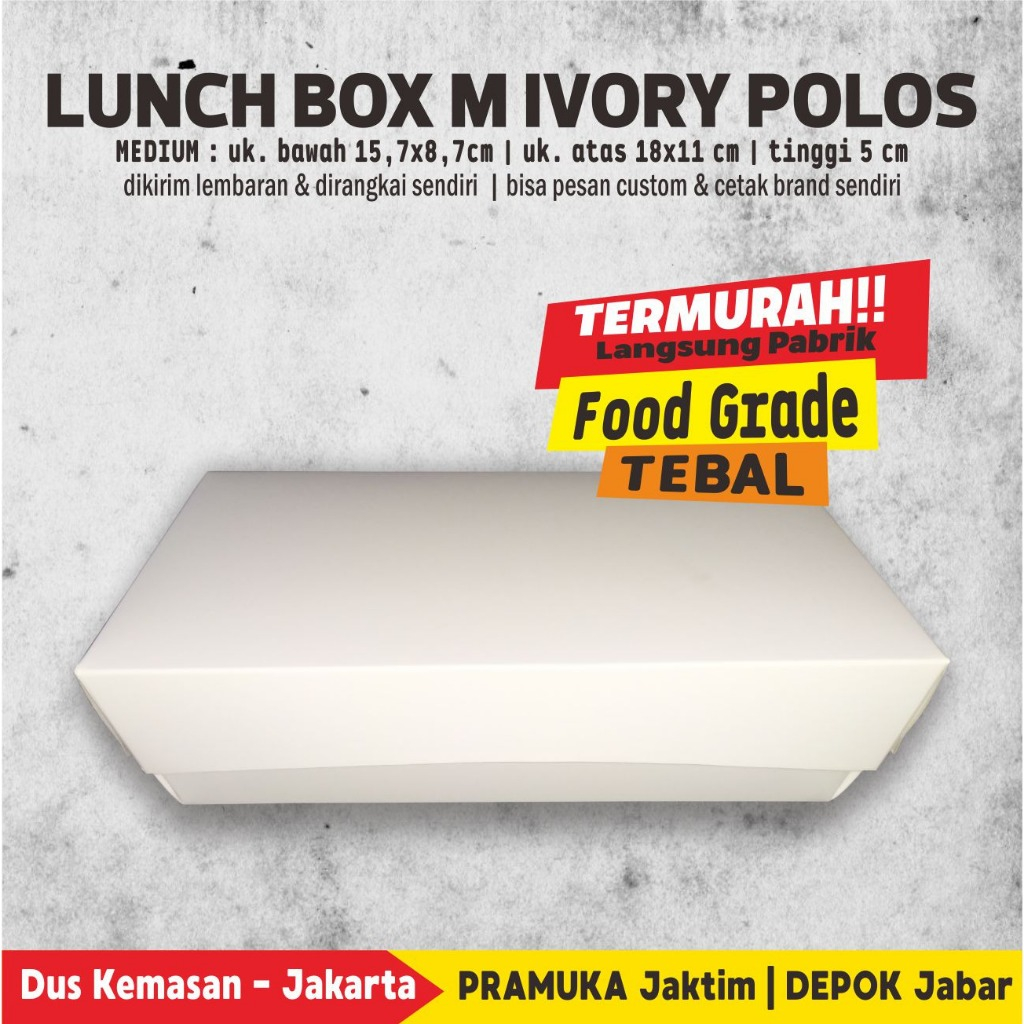 Jual Paper Lunch Box M POLOS IVORY TANPA LAMINATING Foodgrade | Shopee ...