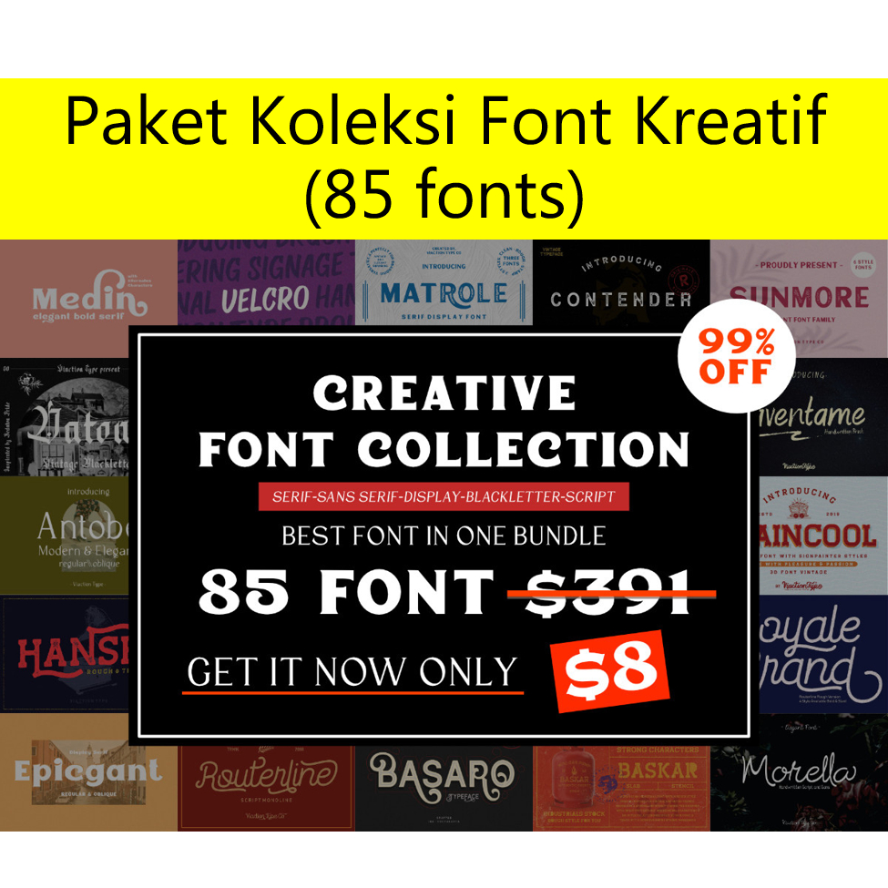 Jual Paket Koleksi Font Kreatif (85 fonts) | Shopee Indonesia