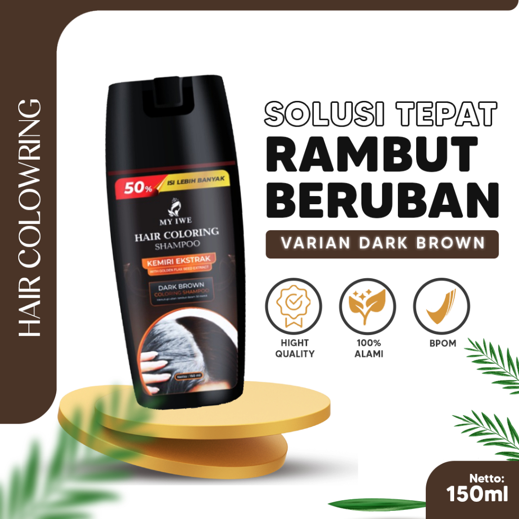 Jual MY IWE Hair Coloring Shampoo Black Penghitam Rambut Uban 150 ML ...