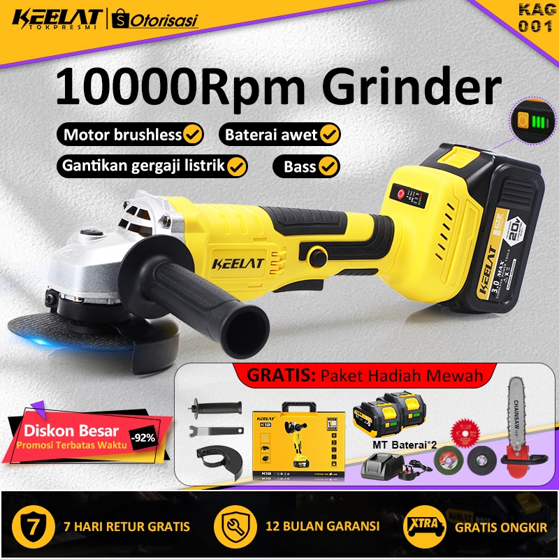 Jual 【KEELAT-KAG001】800W Mesin Gerinda Tangan 20V Mini Cordless Angle ...