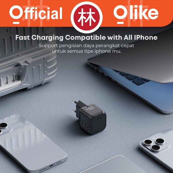 Jual Olike GAN20Set Adapter Mini Charger USB Type C with Kabel Type-C ...