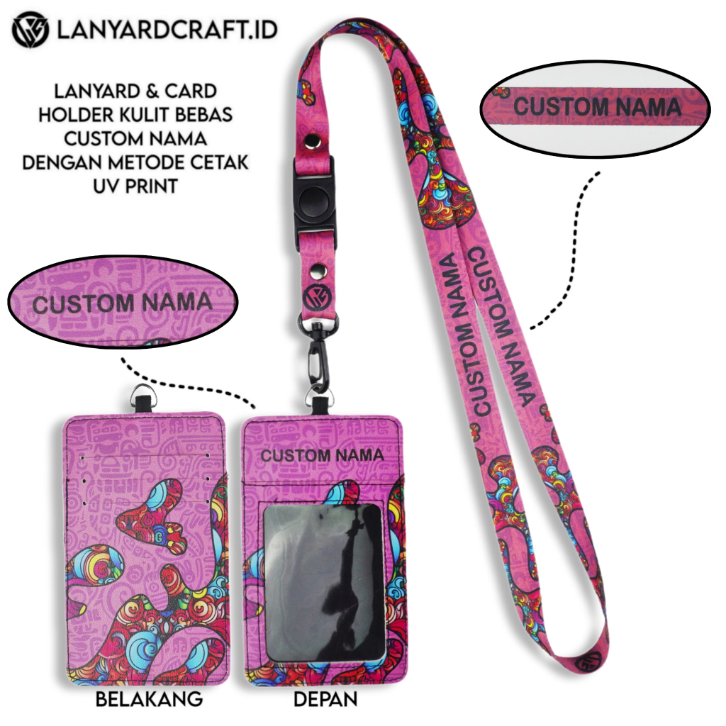Jual V3 Id Card Holder Leather Custom + Lanyard Custom Nama Doodle ...