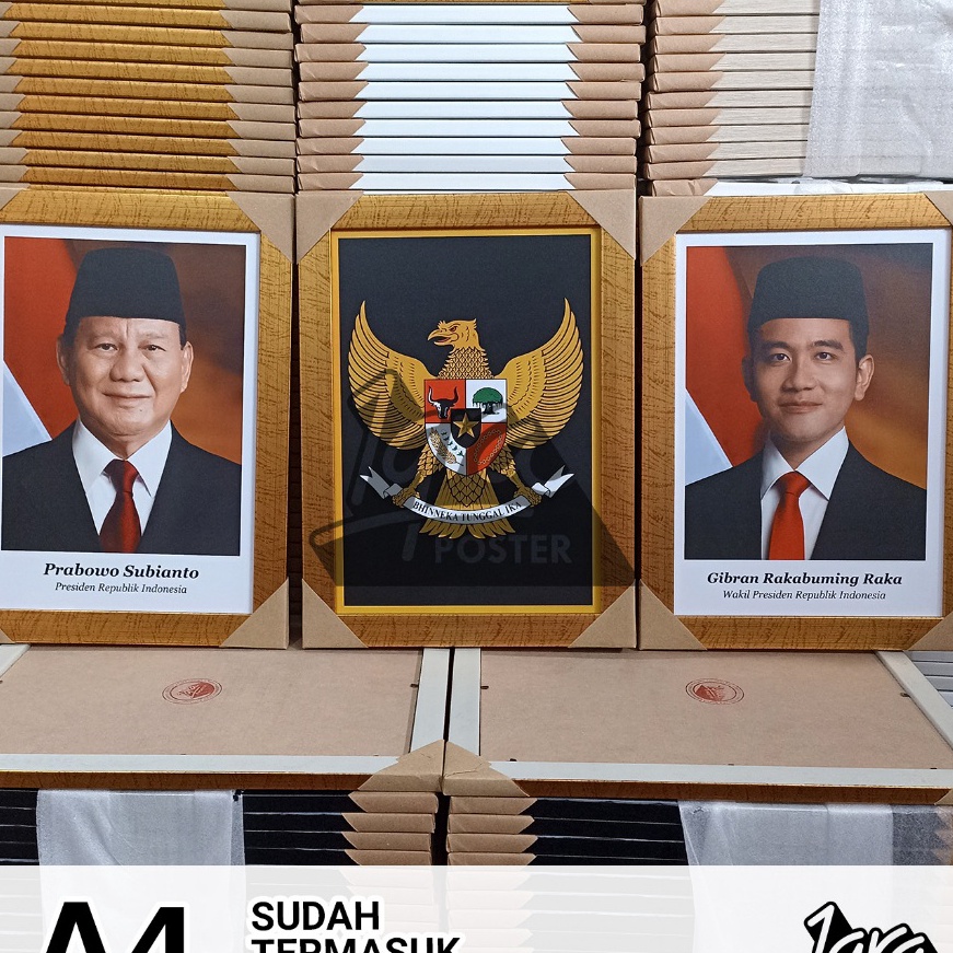 Jual Top Foto Presiden Wakil Presiden Prabowo Gibran Garuda Bingkai A4 Belum Resmi Setneg Pura ...