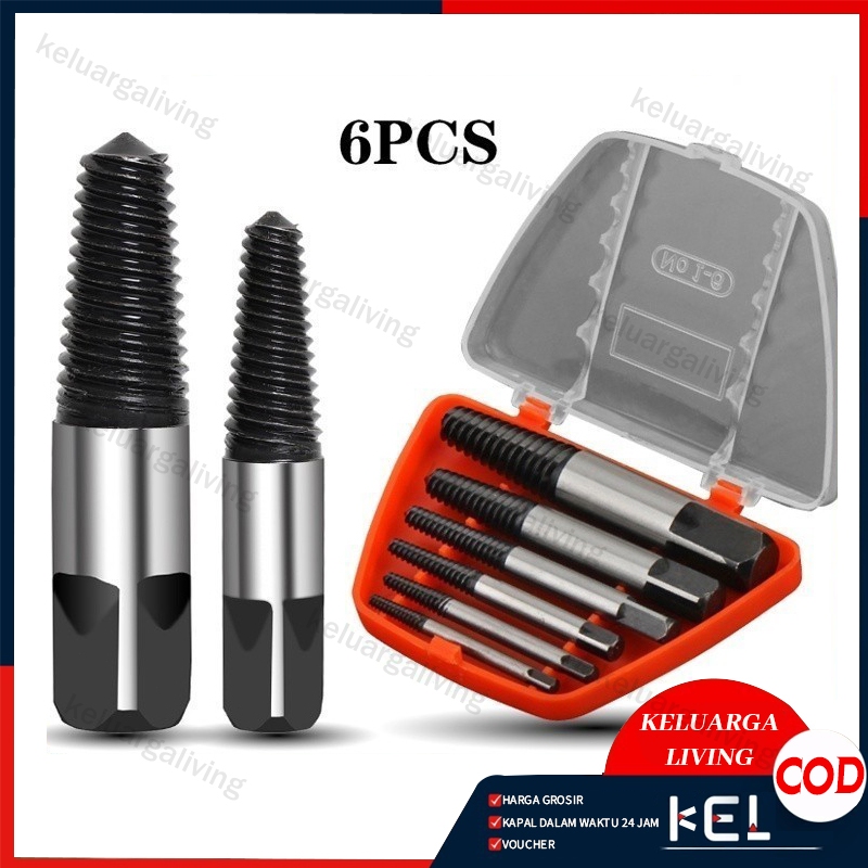 Jual Screw Bolt Extractor 6Pcs SCREW EXTRACTOR SET Hand Tap Drill Set Screw Extractor Alat ...