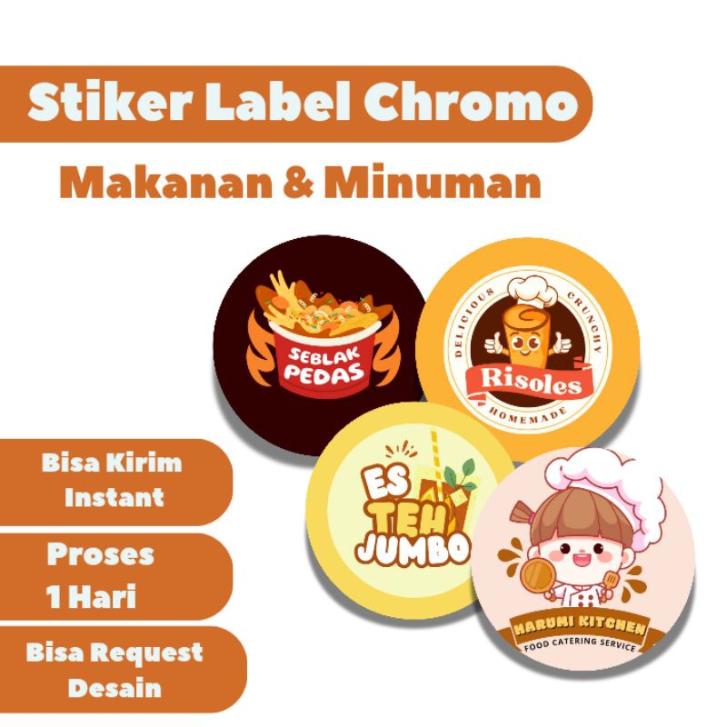 Jual STIKER/ STICKER LABEL MAKANAN DAN MINUMAN BAHAN CHROMO / STIKER ...