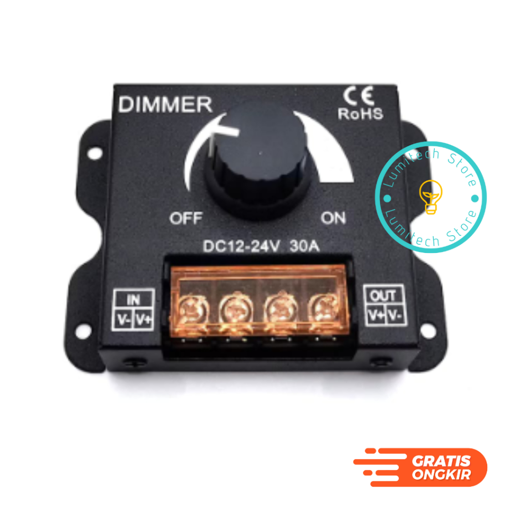 Jual DIMMER DC 30A / DIMMER DC 12V 24V 30A PENGATUR KECERAHAN LED STRIP ...