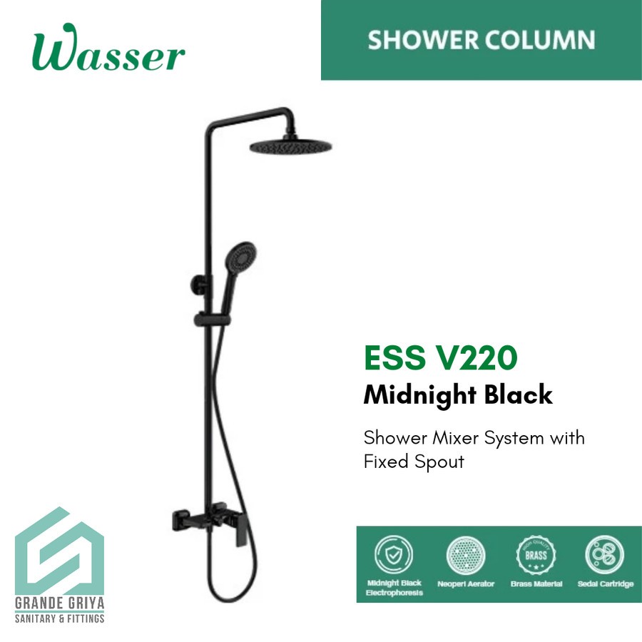 Jual Wasser Shower Mixer System with Fixed Spout Shower Set Tiang ESS ...