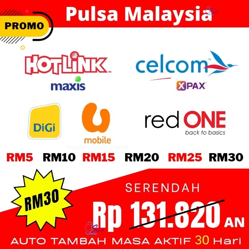 Jual Pulsa Malaysia RM5, RM10, RM15, RM20, RM25, RM30, Maxis, Digi ...