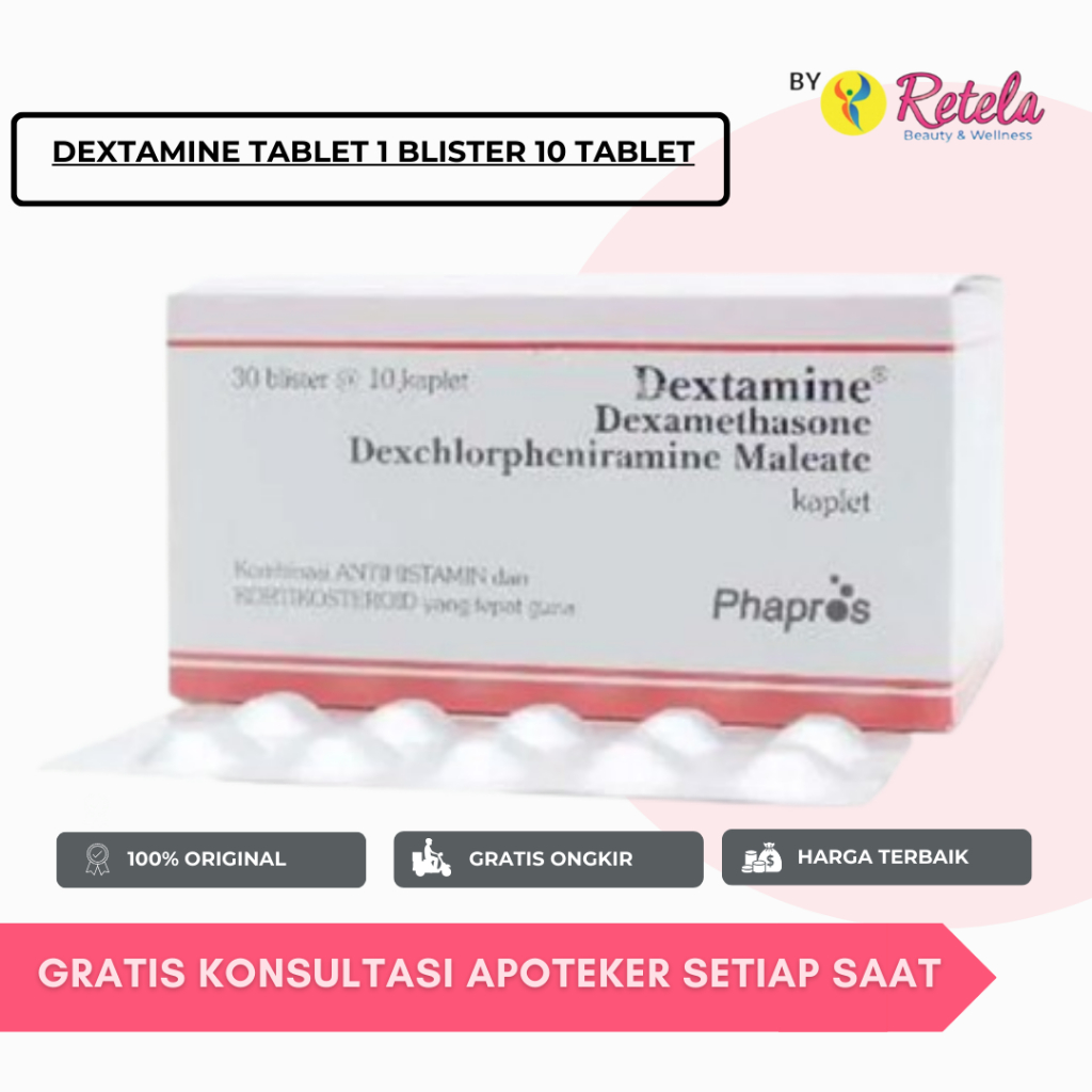 Jual DEXTAMINE TABLET 1 BLISTER 10 KAPLET / DEXAMETHASONE | Shopee ...