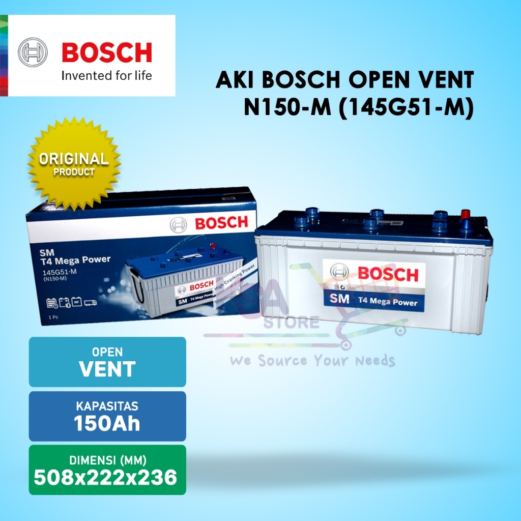 Jual Aki Accu Baterai Mobil BOSCH MF N150 (145G51) 150Ah - TRUCK GF, TRUCK OF, TRUCK OH | Shopee ...