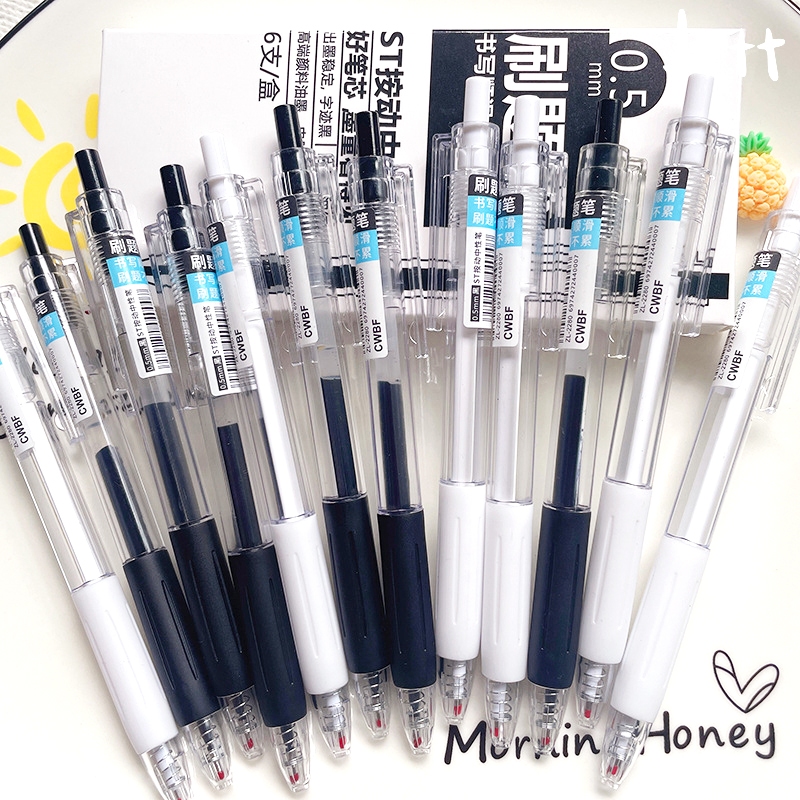 Jual Black Gel Pen/Bollpen/ Pulpen Gel Retractable Tinta Hitam 0.5mm ...