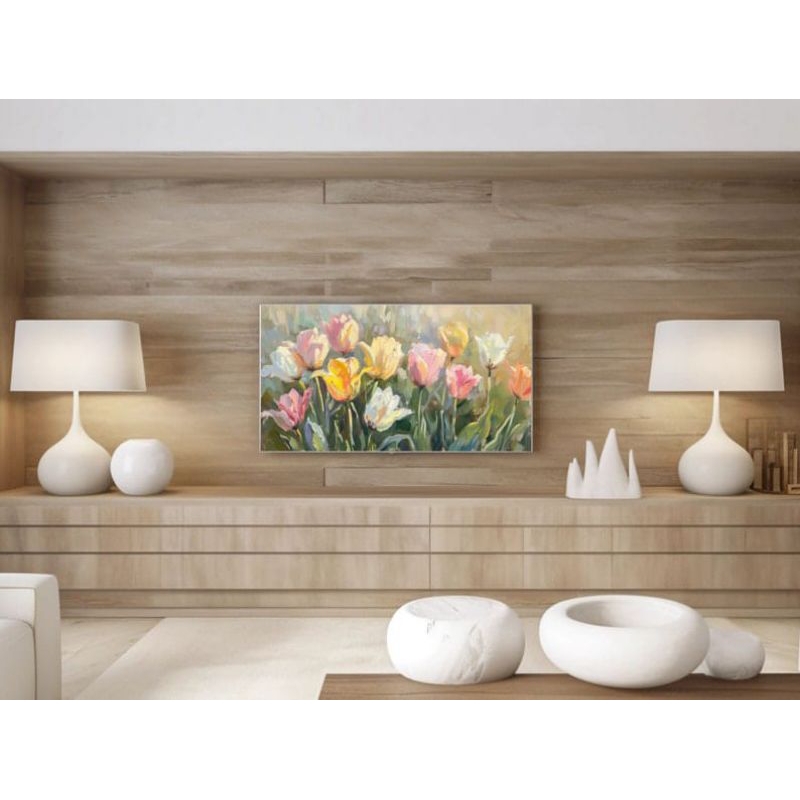 Jual Lukisan dinding canvas bunga tulip aesthetic ukuran 150 cm x 80 cm ...