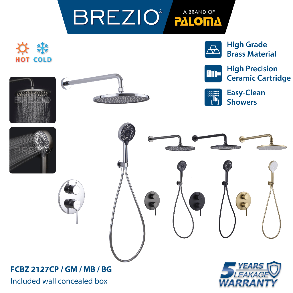 Jual BREZIO Shower Tanam Set Concealed Keran Mandi Kran Air Panas ...