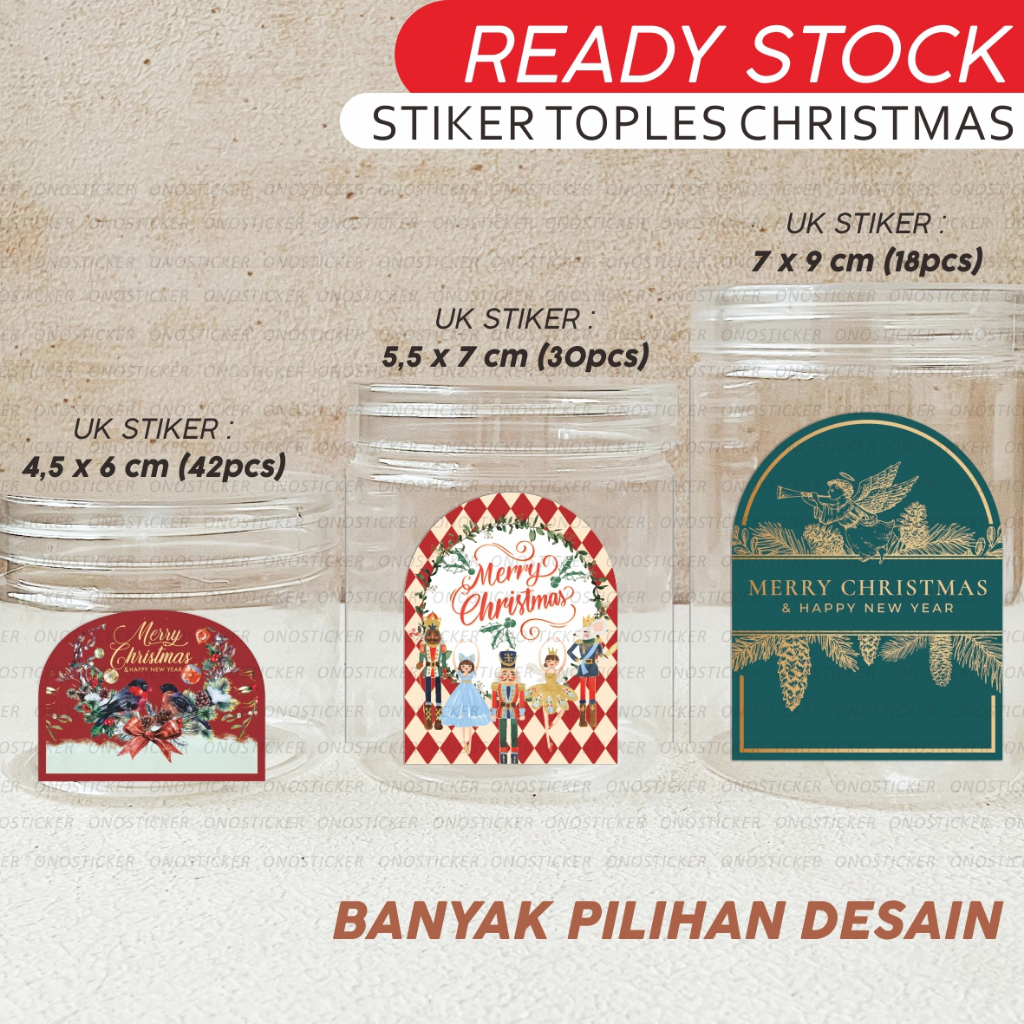 Jual Stiker Toples Kue Kering Natal | Stiker Christmas Hampers Tabung ...