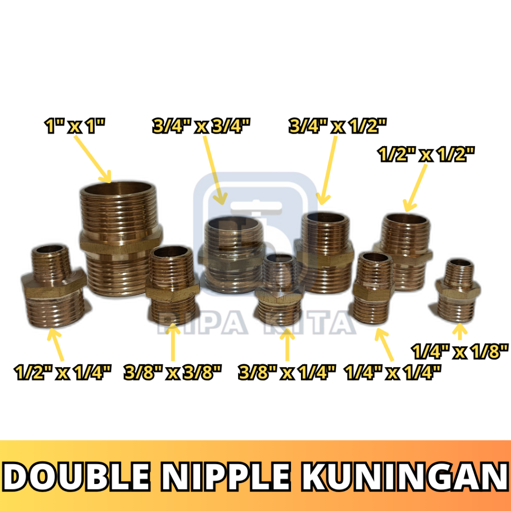 Jual Double Nipple Kuningan Nepel Dobel Drat Luar Reducer Neple Valve Brass 1/8 1/4 3/8 1/2 3/4 ...