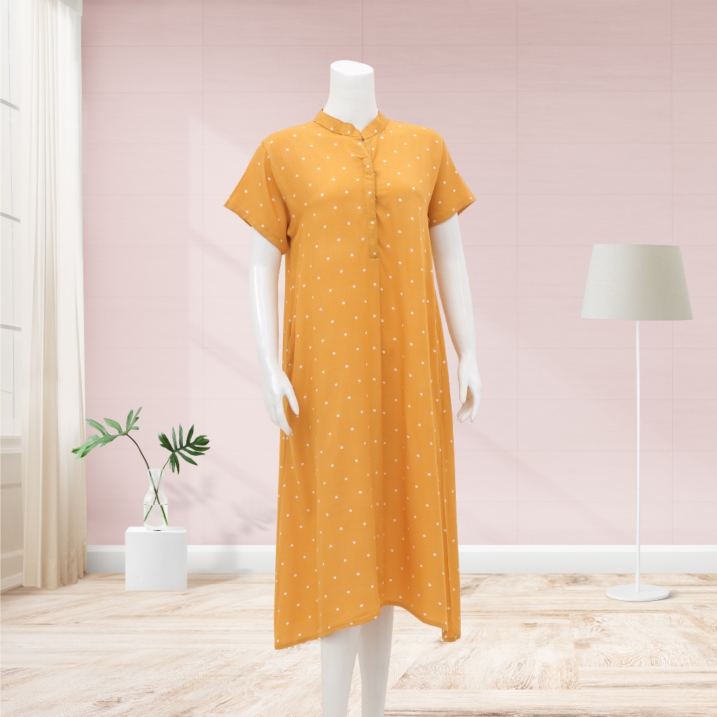 Jual Lunaci Yellow Polkadot Home Dress (DEFECT) | Shopee Indonesia