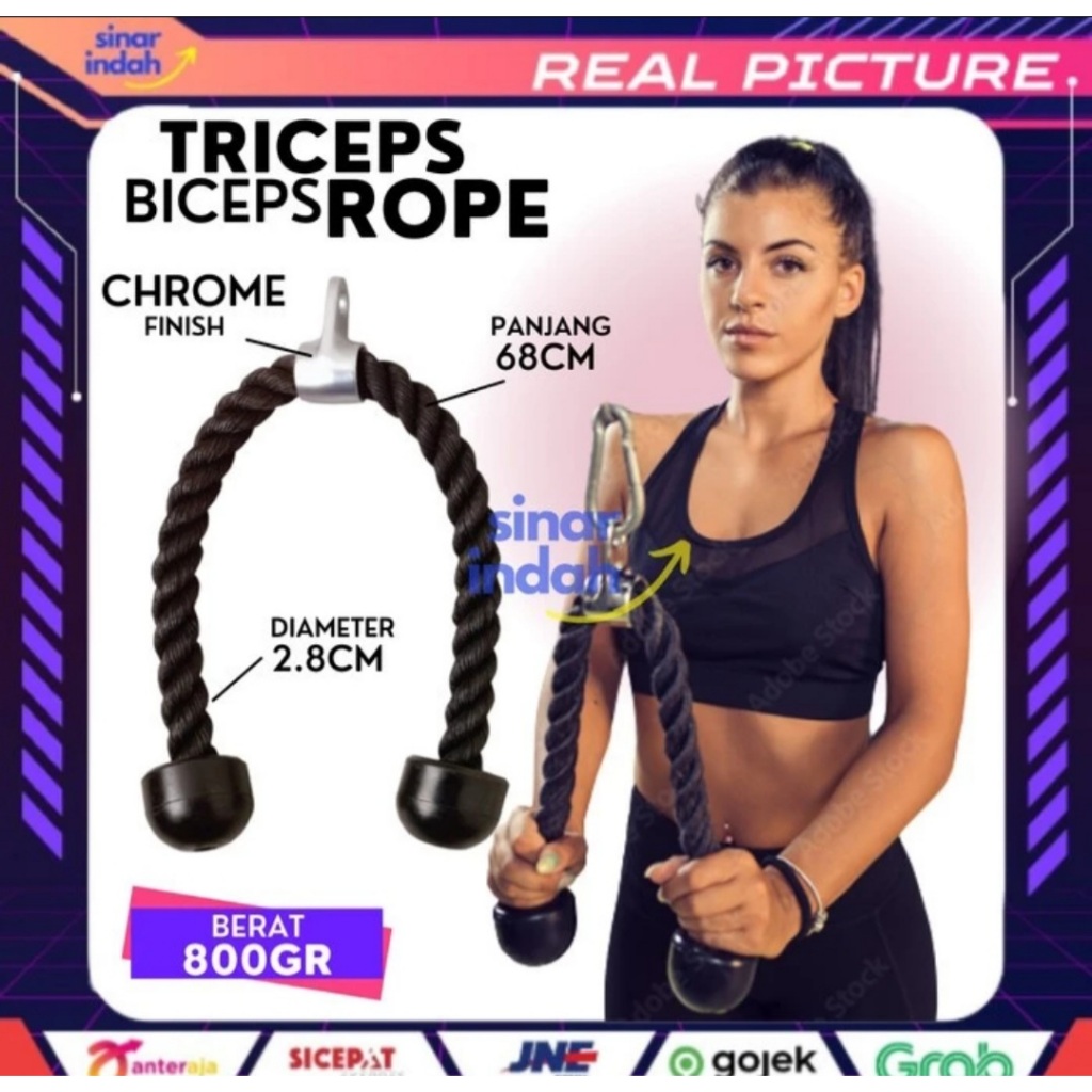 Jual Tricep Rope Premium Tali Pull Rope Triceps Latihan Otot Trisep Gym ...