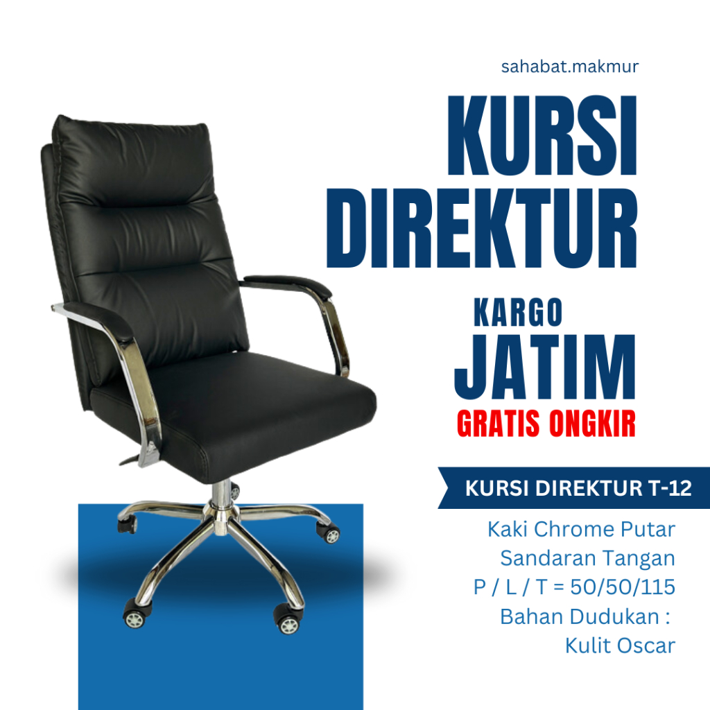 Jual Kursi Direktur Three Star - T 12 hitam, kursi kerja putar, kursi oscar, kursi hidrolik ...
