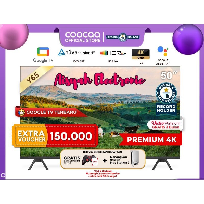 Jual GOOGLE TV COOCAA 50Y65 50 INCI UHD 4K GARANSI RESMI | Shopee Indonesia
