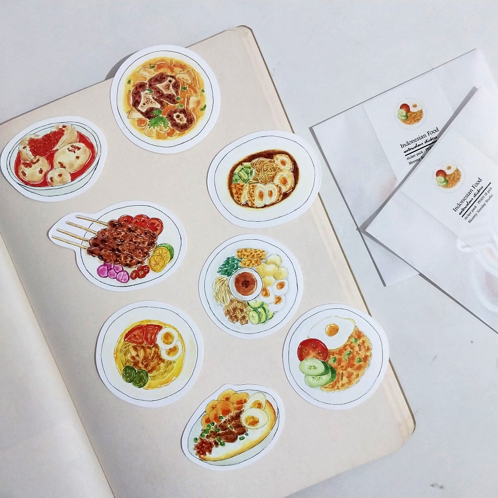 Jual Indonesian Food / Food Sticker Pack / Sticker ilustrasi / Sticker ...