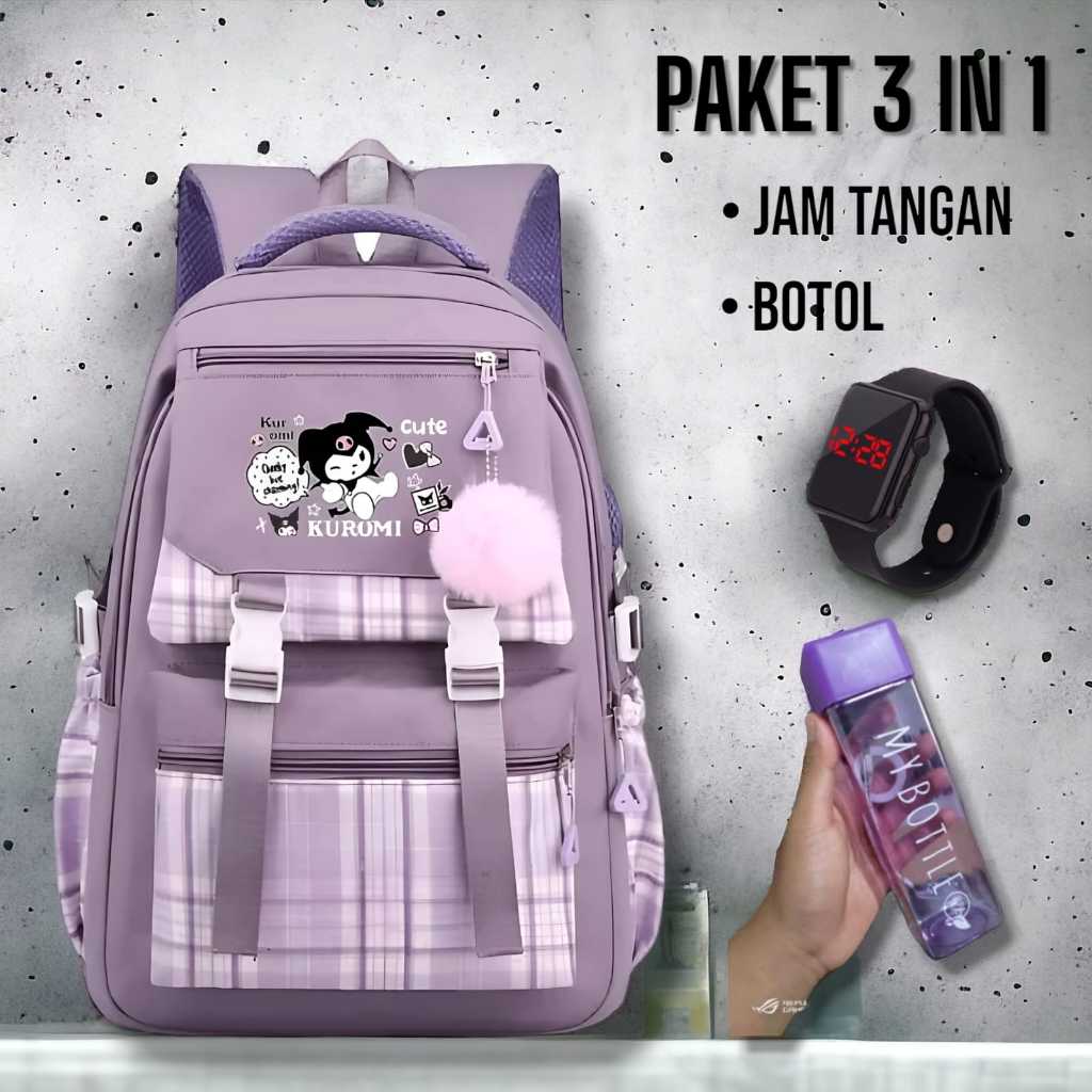 Jual Tas Ransel Anak Sekolah Perempuan Sd Smp Sma Motif Kuromi Cute | Shopee Indonesia