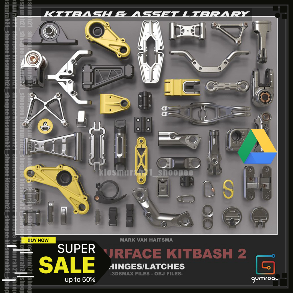 Jual Hard Surface Kitbash Library 2 - Hinges Latches - Kitbash 3D | Shopee Indonesia