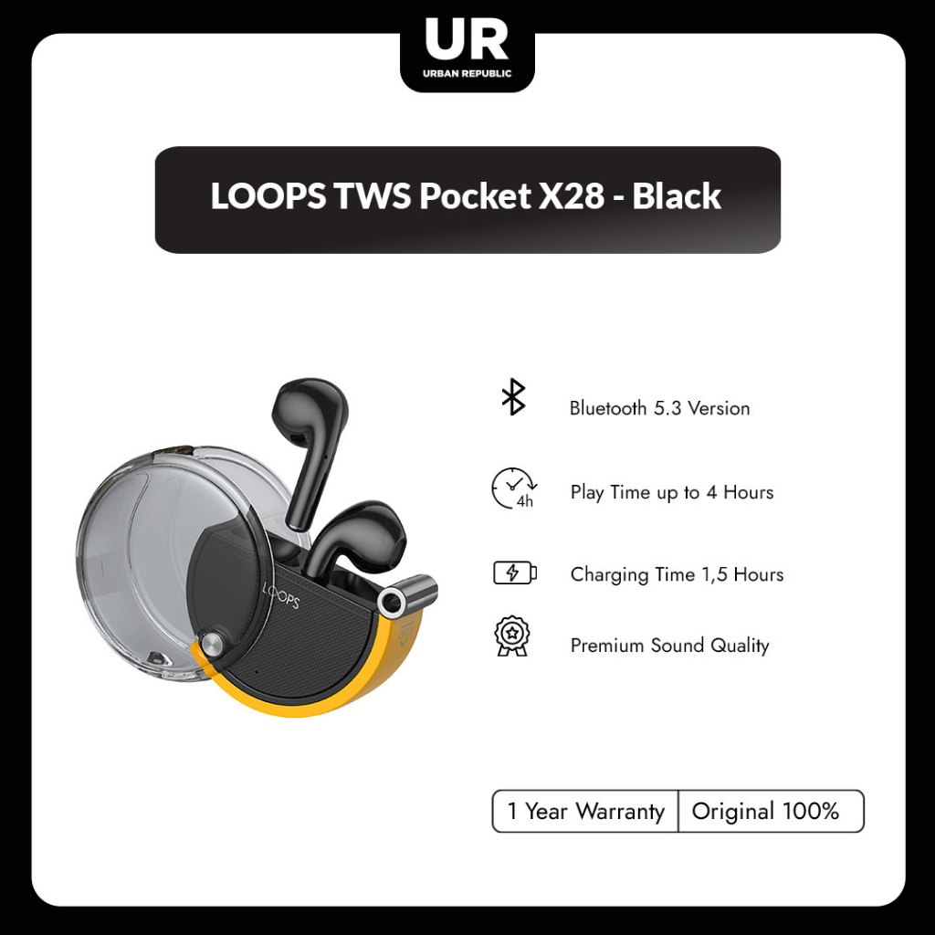 Jual LOOPS TWS Pocket Bluetooth Earphone X28 - Black | Shopee Indonesia