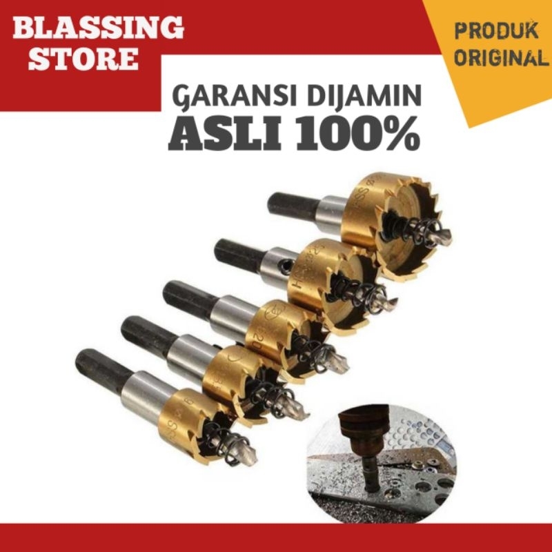 Jual Mata Bor Besi Baja Asli 1 Set Bulat Hole Saw Carbide 5 Pcs ...