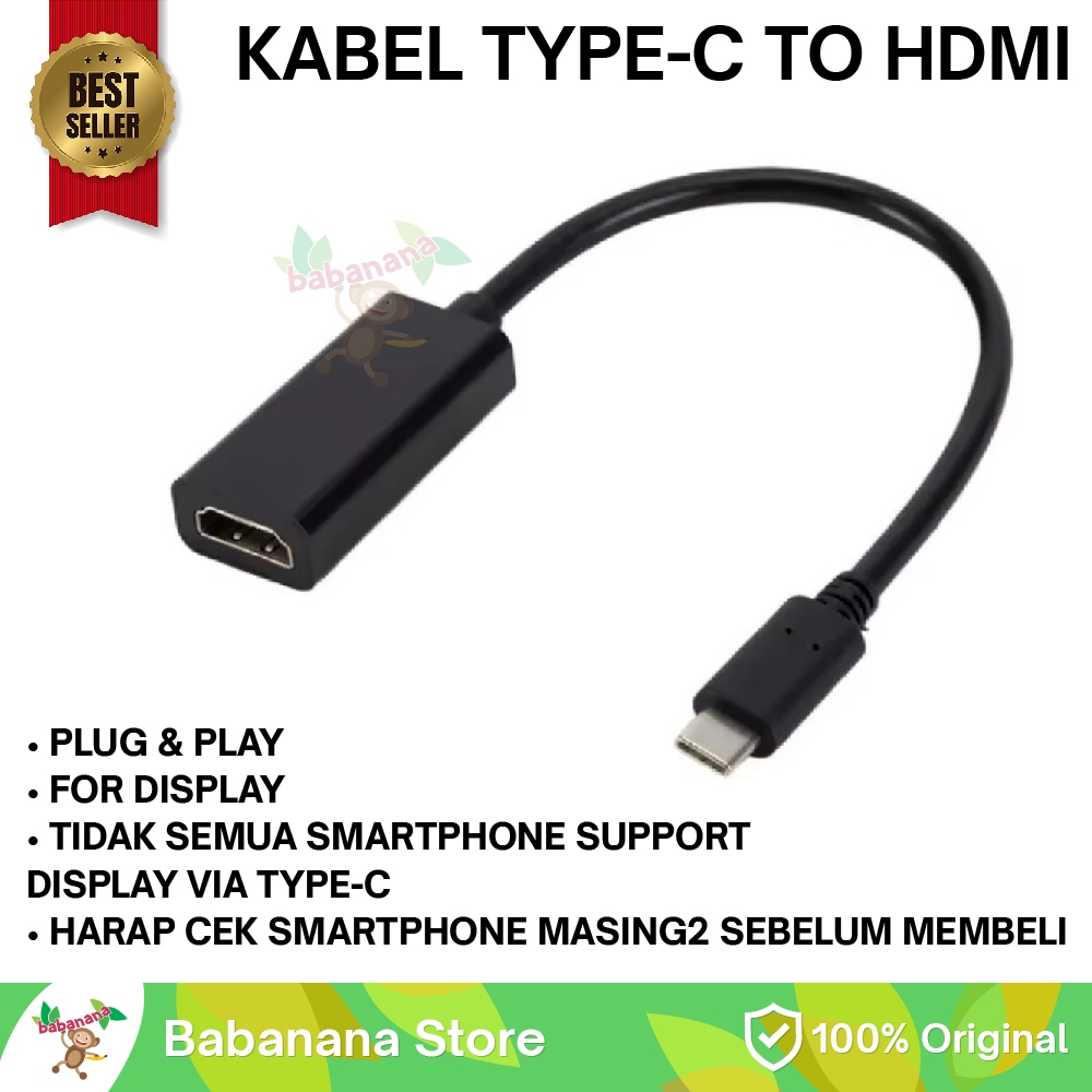 Jual Kabel USB TYPE-C to HDMI Adapter Display Smartphone Laptop Monitor ...