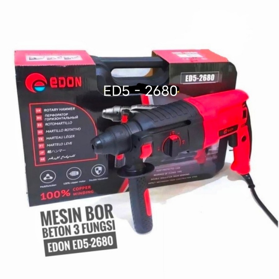 Jual Mesin Bobok Tembok Beton Edon ED2680 / Mesin Bor Hammer Rotary Hammer EDON ED5-2680 ED52680 ...
